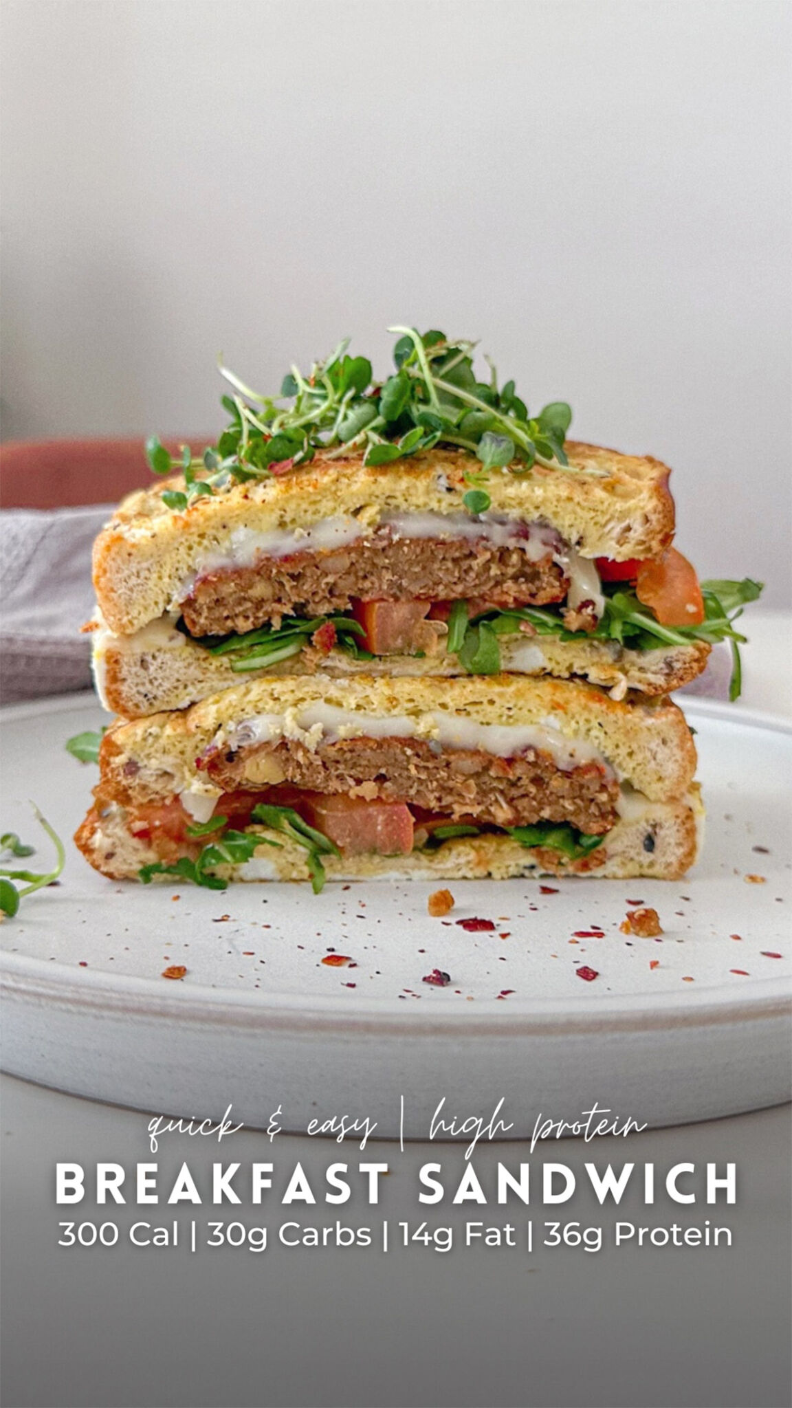 Ultimate High-Protein Breakfast Sandwich | Tisha's Veggie Eats
