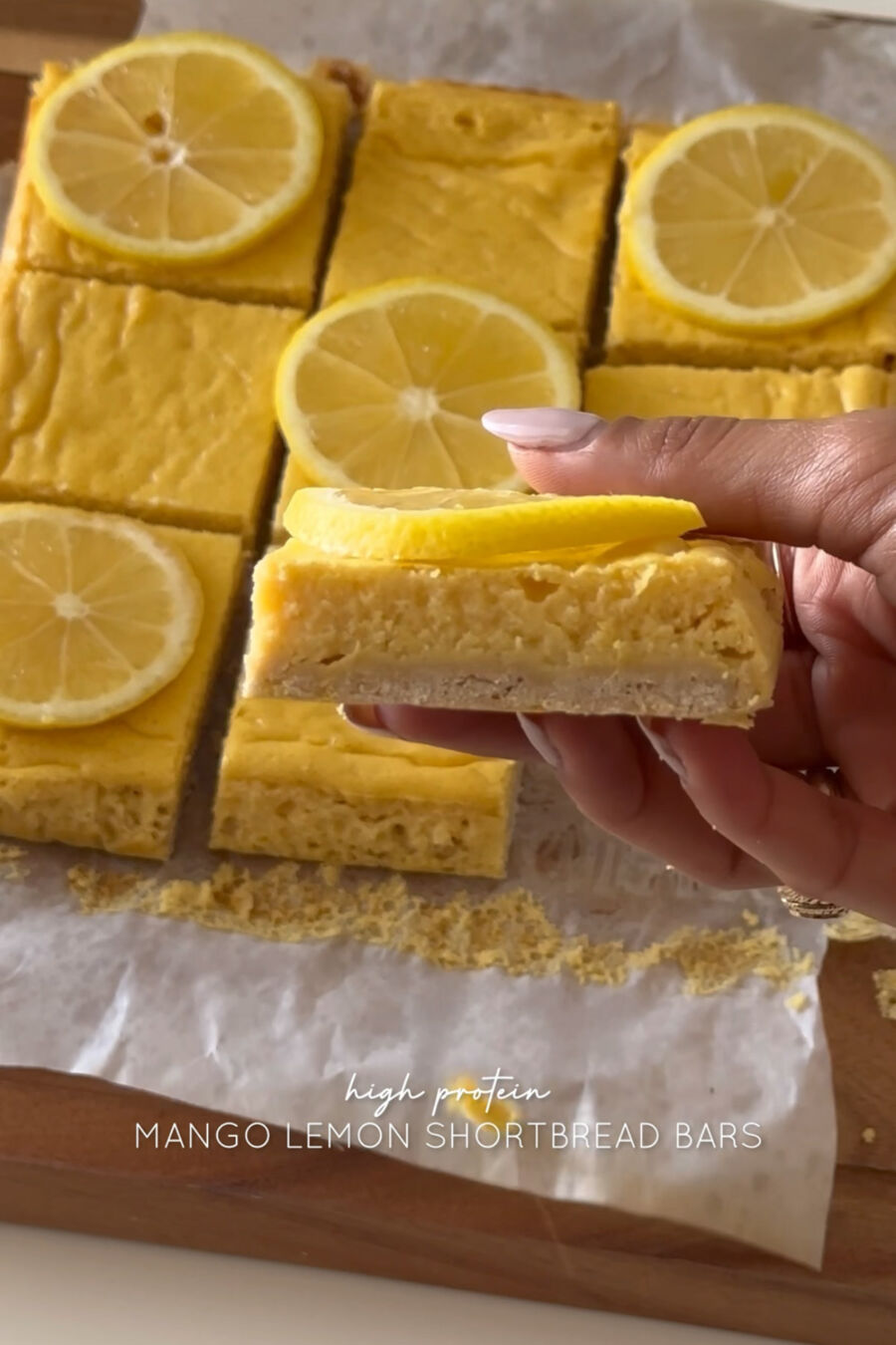 High Protein Mango Lemon Shortbread Bars | Tisha's Veggie Eats