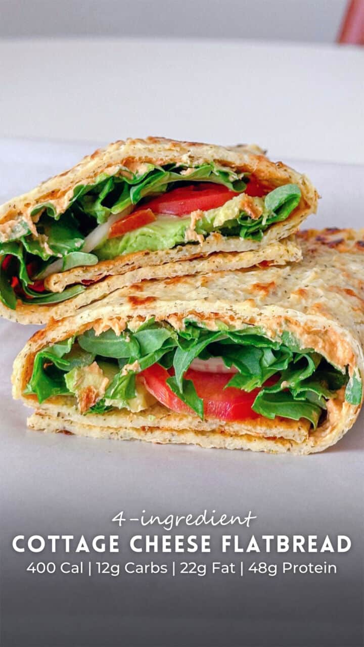 4-Ingredient Cottage Cheese Flatbread | Tisha's Veggie Eats