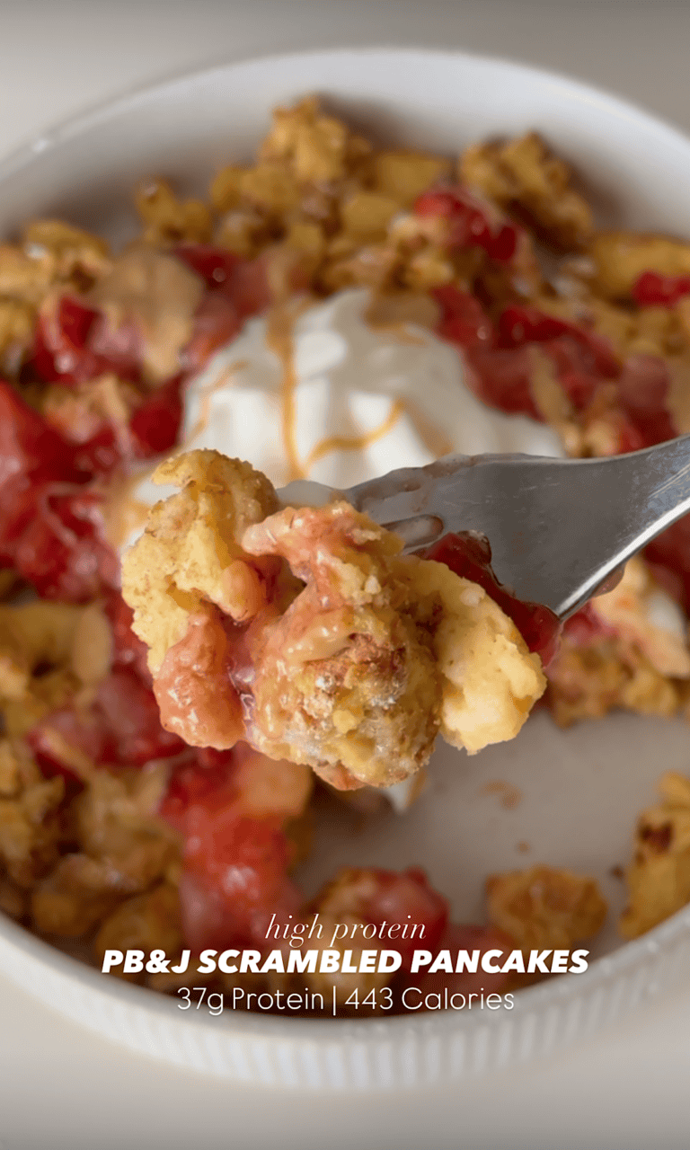 PB&J Scrambled Pancakes | Tisha's Veggie Eats